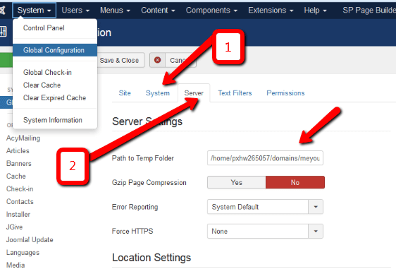 If In Joomla Backend Temp And Log Folder Showing Unwritable Nst Web Creation