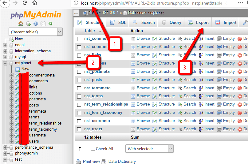 How To Export And Import Database File From Localhost Mysql Nst Web Creation